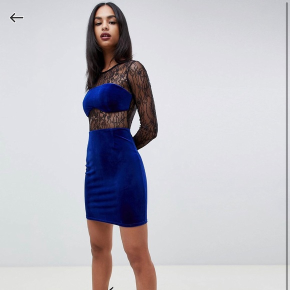ASOS | Dresses | Asos Velvet And Lace Sleeve Dress | Poshmark